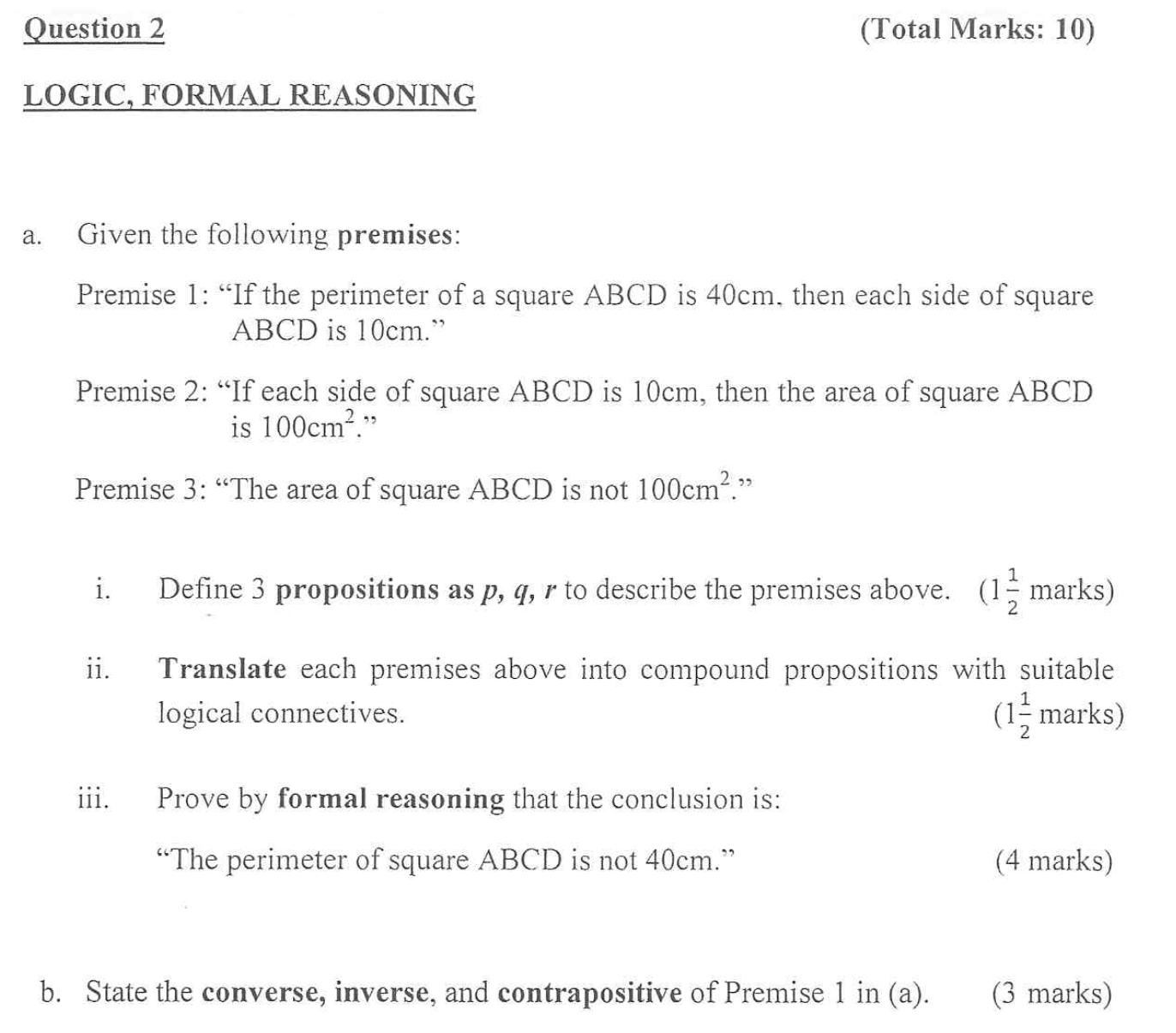 Exam questions - TMA 1201